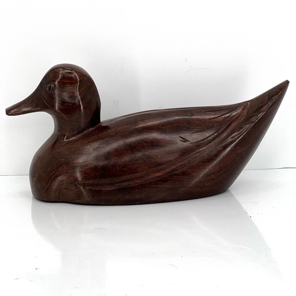 Vintage | Accents | Vintage Carved Ironwood Duck Figurine Handcrafted ...